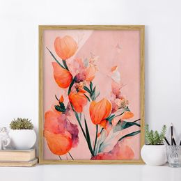 Bild mit Rahmen Leuchtende Blumencollage