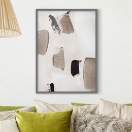 Bild mit Rahmen Pinselstriche auf cremefarbener Leinwand