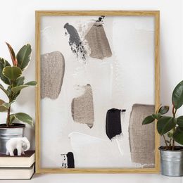 Bild mit Rahmen Pinselstriche auf cremefarbener Leinwand