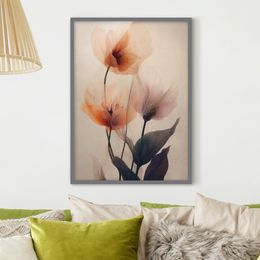 Bild mit Rahmen Pergamentblumen I