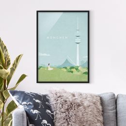 Bilderwelten Bild mit Rahmen Reiseposter - M&uuml;nchen