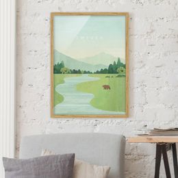 Bilderwelten Bild mit Rahmen Reiseposter - Schweden