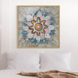 Bild mit Rahmen Farbenfrohes Mandala in Acryl