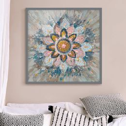 Bilderwelten Bild mit Rahmen Farbenfrohes Mandala in Acryl