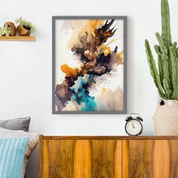 Bilderwelten Bild mit Rahmen Farbexplosion T&uuml;rkis und Ocker
