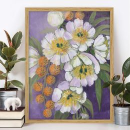 Bilderwelten Bild mit Rahmen Gemaltes Bouquet mit Erdbeeren
