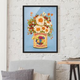 Bilderwelten Bild mit Rahmen Flowers in a can - Strawberries and Daisies