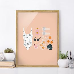 Bilderwelten Bild mit Rahmen Illustration Ein Tag am Strand