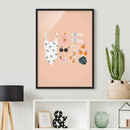 Bilderwelten Bild mit Rahmen Illustration Ein Tag am Strand