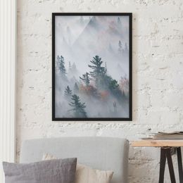 Bilderwelten Bild mit Rahmen Herbstlicher Nebelwald