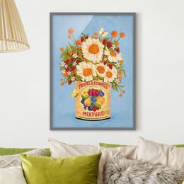 Bild mit Rahmen Flowers in a can - Strawberries and Daisies