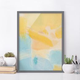 Bild mit Rahmen Fr&uuml;hlingskomposition in Gelb und Blau