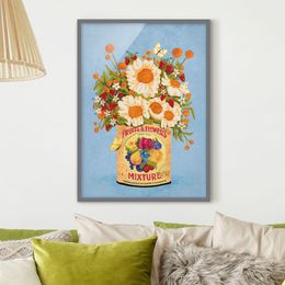 Bild mit Rahmen Flowers in a can - Strawberries and Daisies