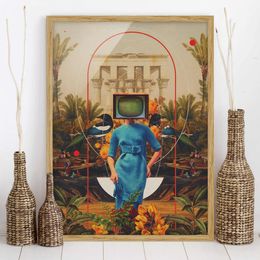 Bilderwelten Bild mit Rahmen Retro Dschungel Fernseher