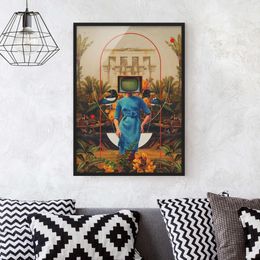 Bilderwelten Bild mit Rahmen Retro Dschungel Fernseher