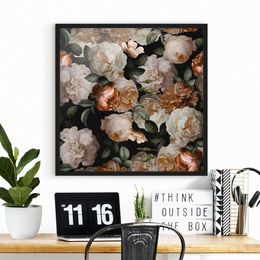 Bilderwelten Bild mit Rahmen Rote Rosen mit Wei&szlig;en Rosen II