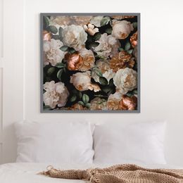 Bild mit Rahmen Rote Rosen mit Wei&szlig;en Rosen II