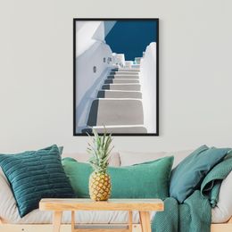 Bilderwelten Bild mit Rahmen Santorinis Treppe ins Meer