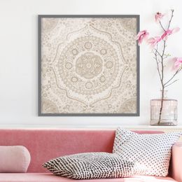 Bilderwelten Bild mit Rahmen Sandfarbenes Zen Mandala