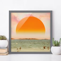 Bild mit Rahmen Retro Sonnenuntergang am Meer
