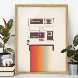 Bild mit Rahmen Retro Kamera mit Regenbogen Film
