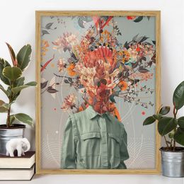Bild mit Rahmen Blumen Portr&auml;t - Bl&uuml;ten in Orange