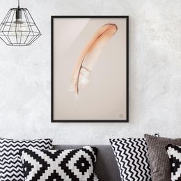 Bilderwelten Bild mit Rahmen Schwebende Feder II