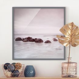 Bilderwelten Bild mit Rahmen Rosa Meerblick