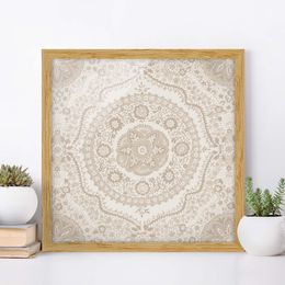 Bild mit Rahmen Sandfarbenes Zen Mandala
