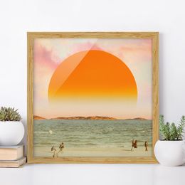 Bild mit Rahmen Retro Sonnenuntergang am Meer