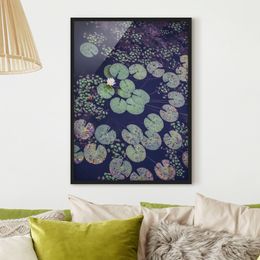Bilderwelten Bild mit Rahmen Seerosenbl&uuml;te im Teich
