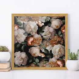Bild mit Rahmen Rote Rosen mit Wei&szlig;en Rosen II