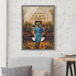 Bild mit Rahmen Retro Dschungel Fernseher
