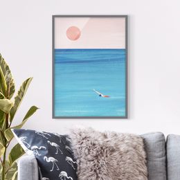 Bild mit Rahmen Schwimmer bei Sonnenuntergang