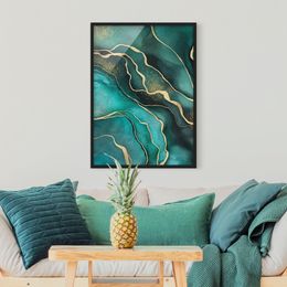 Bilderwelten Bild mit Rahmen Smaragdfarbener Marmor
