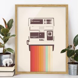 Bild mit Rahmen Retro Kamera mit Regenbogen Film