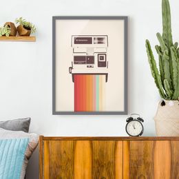 Bild mit Rahmen Retro Kamera mit Regenbogen Film