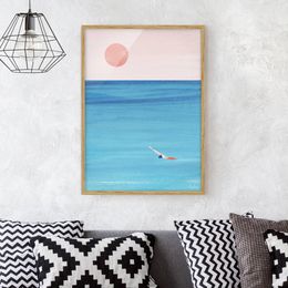 Bilderwelten Bild mit Rahmen Schwimmer bei Sonnenuntergang