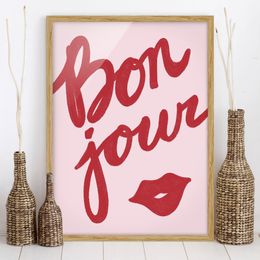 Bild mit Rahmen Schriftzug Bonjour