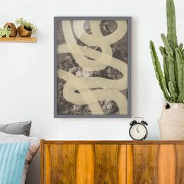 Bild mit Rahmen Sepia Serpentinen auf Blumenbouquet