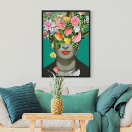Bilderwelten Bild mit Rahmen Tropischer Blumenkopf