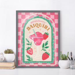 Bild mit Rahmen Strawberry Daiquiri mit Karos