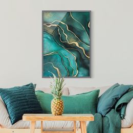 Bild mit Rahmen Smaragdfarbener Marmor
