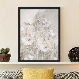 Bilderwelten Bild mit Rahmen Wei&szlig;e sommerliche Blumen