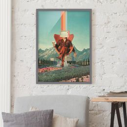 Bild mit Rahmen Vintage Fernseher mit Bierglas