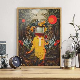 Bild mit Rahmen Vintage Fernseher im Dschungel