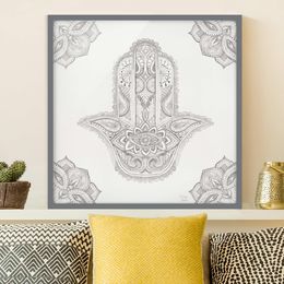 Bild mit Rahmen Zarte Aquarell Hamsa Hand
