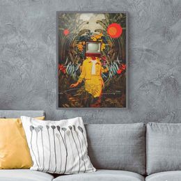 Bild mit Rahmen Vintage Fernseher im Dschungel