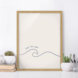 Bild mit Rahmen Wellenreiten Spruch