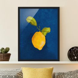 Bilderwelten Bild mit Rahmen Zitrone auf Blau